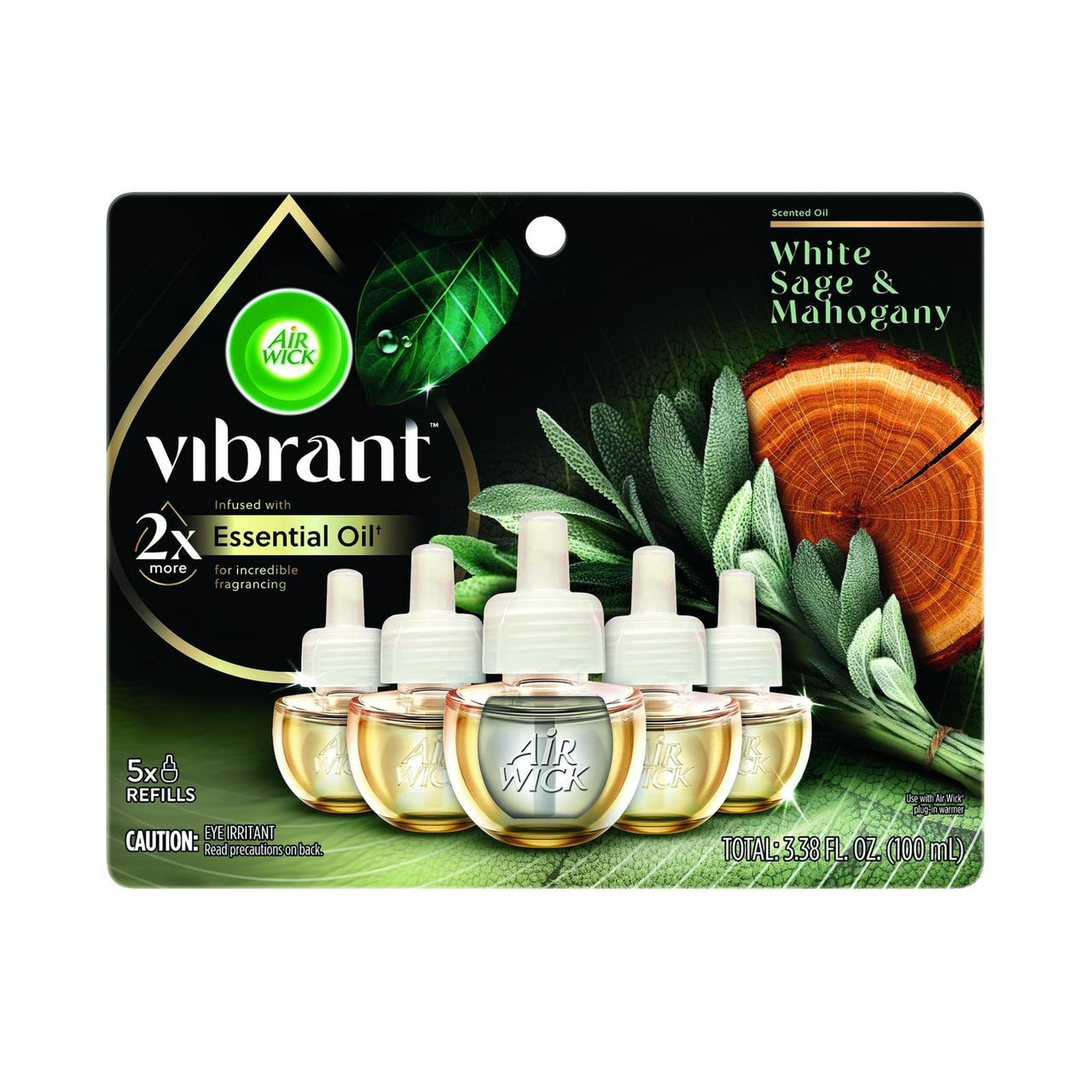 Air Wick Vibrant Plug in Scented Oil Refill, 5ct, White Sage & Mahogany ...