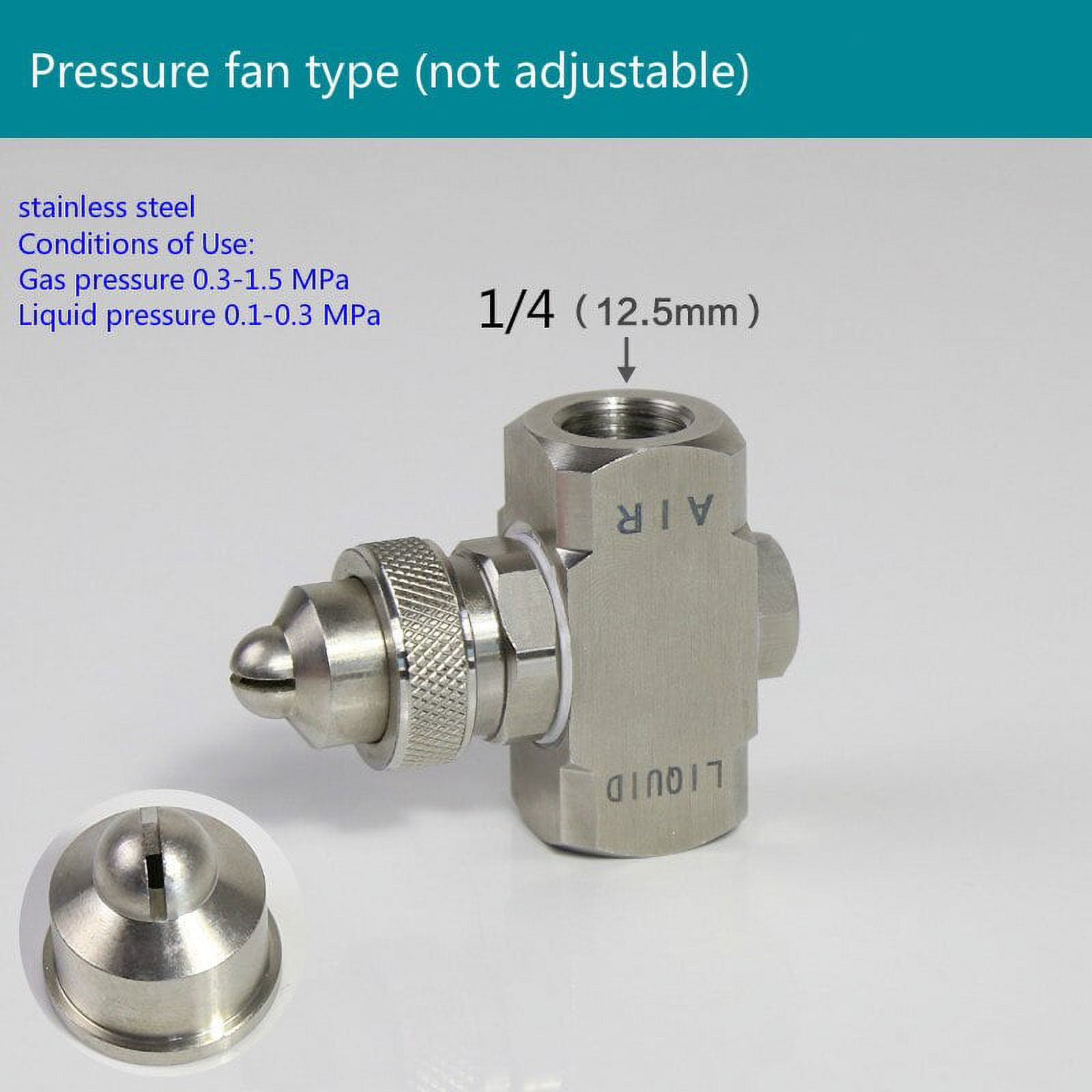 Air atomizing nozzle 1/4 inch Misting Low Pressure Flat Fan Solid Cone ...