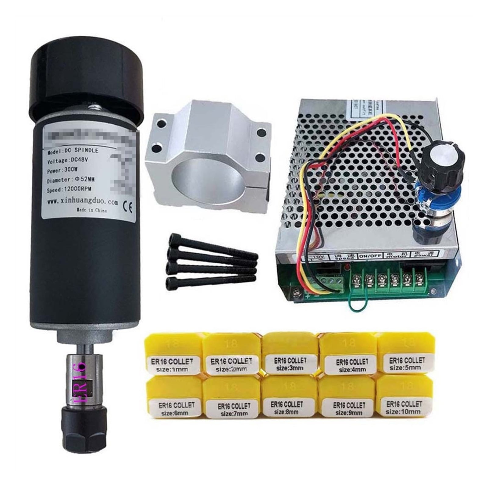 Air cooled 0.3kw CNC spindleMotor Kit ER16 chuck 300W Spindle Motor ...