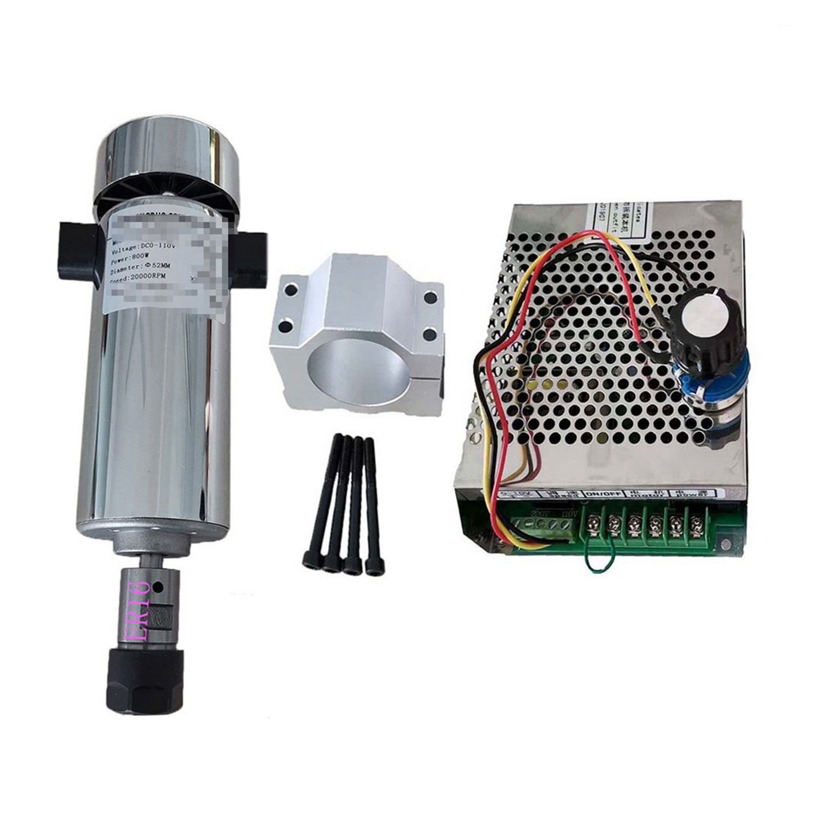 Air cooled 0.8kw DC110V 20000RPM CNC spindleMotor Kit ER16/ chuck 800W ...