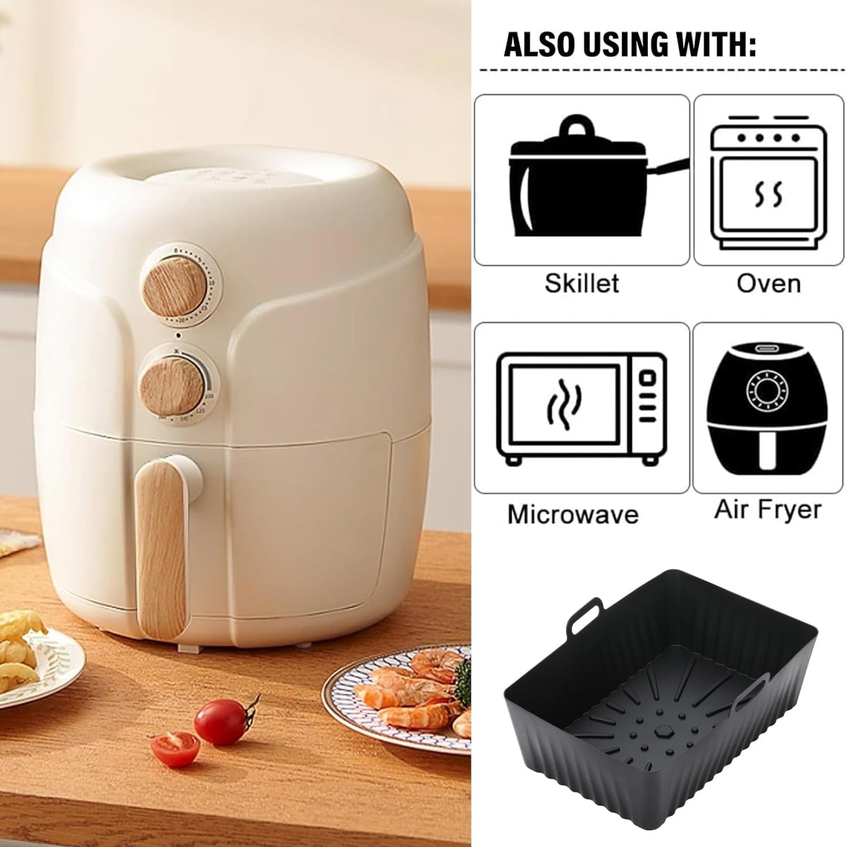 Air fryer silicone pan Air fryer silicone pot rectangular Air fryer ...