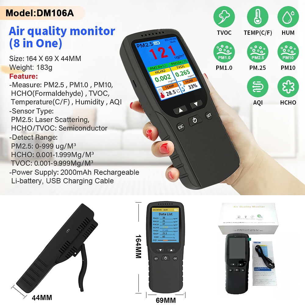 Air quality tester,Air Indoor Portable Pm2.5 Air Quality Lcd Air ...
