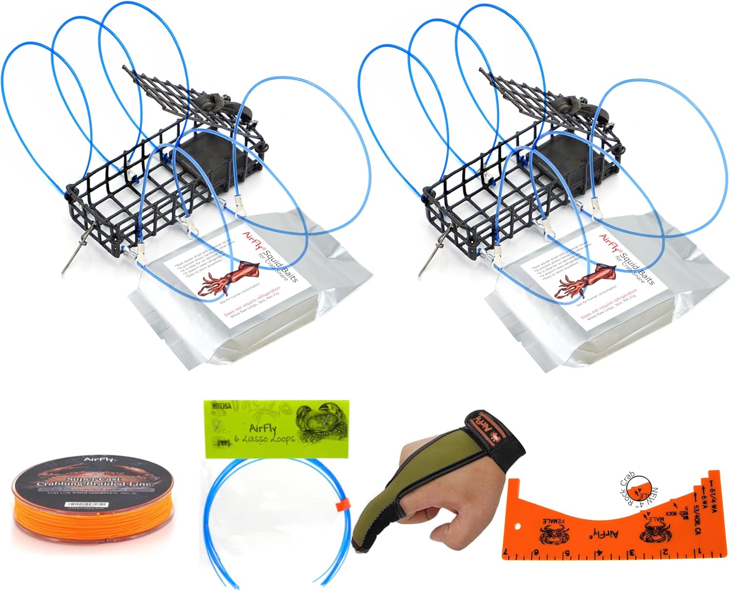 AirFly 6-Loops 5oz Crab Trap for Fishing Pole: Catches Dungeness, Rock ...