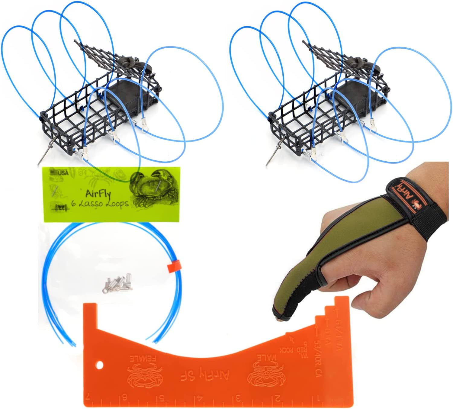 AirFly 6-Loops Crab Trap for Fishing Pole: Catches Dungeness, Rock ...