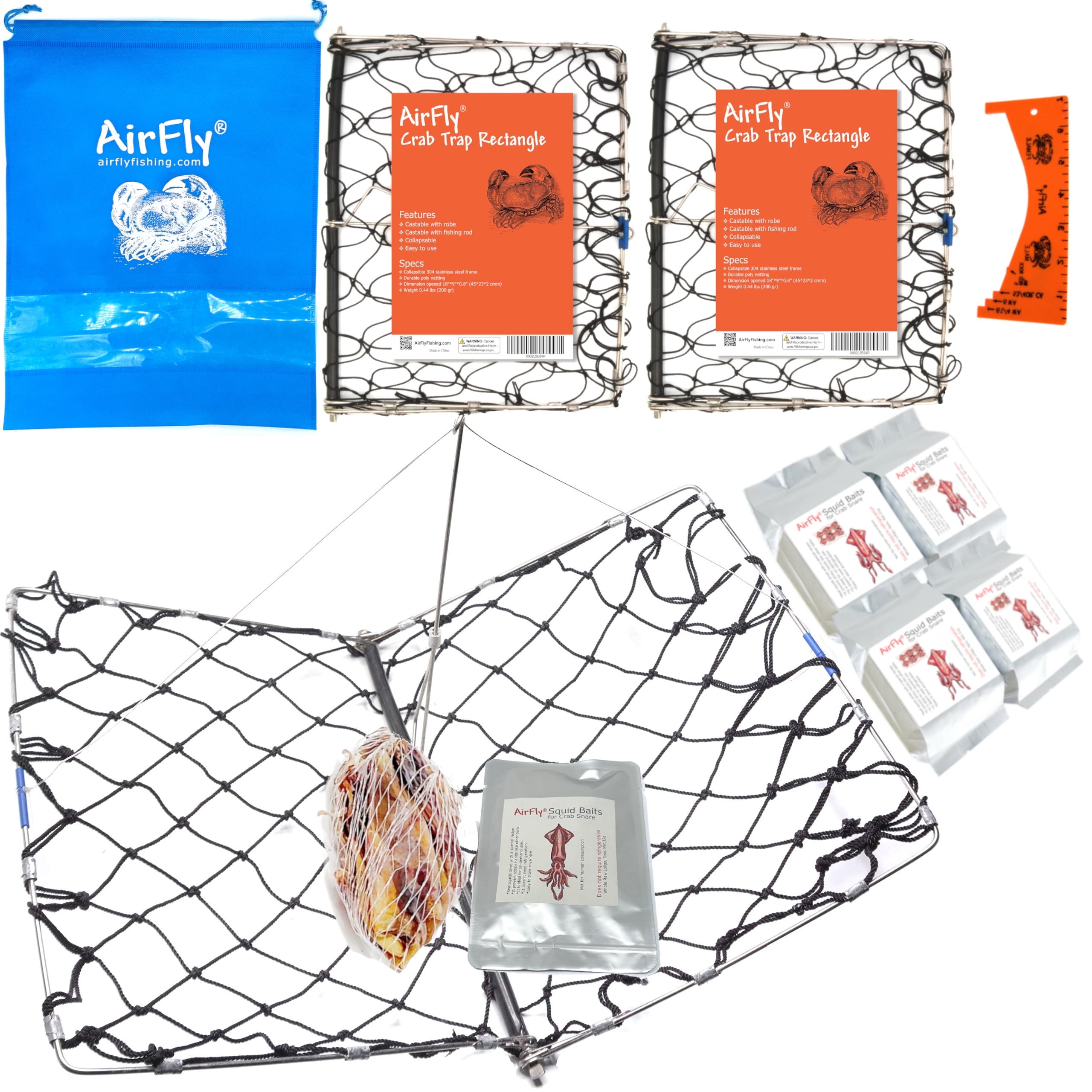 AirFly Foldable Castable Crabjaw Trap with Bait Clip - Rectangle Design ...