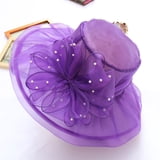 AirLoni Sun Hats For Women Pearl Bow Net Decor Wide Brim Church Daily ...