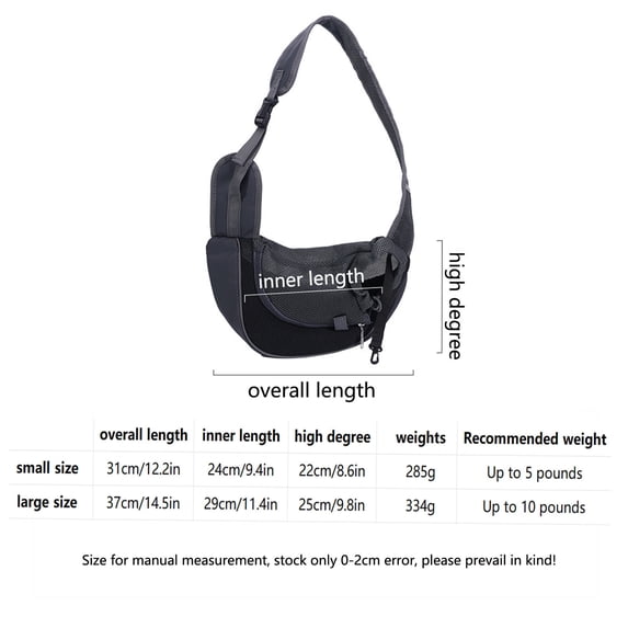 AirMesh Small Pet Carrier Sling Bag - Breathable Hands-Free Travel ...