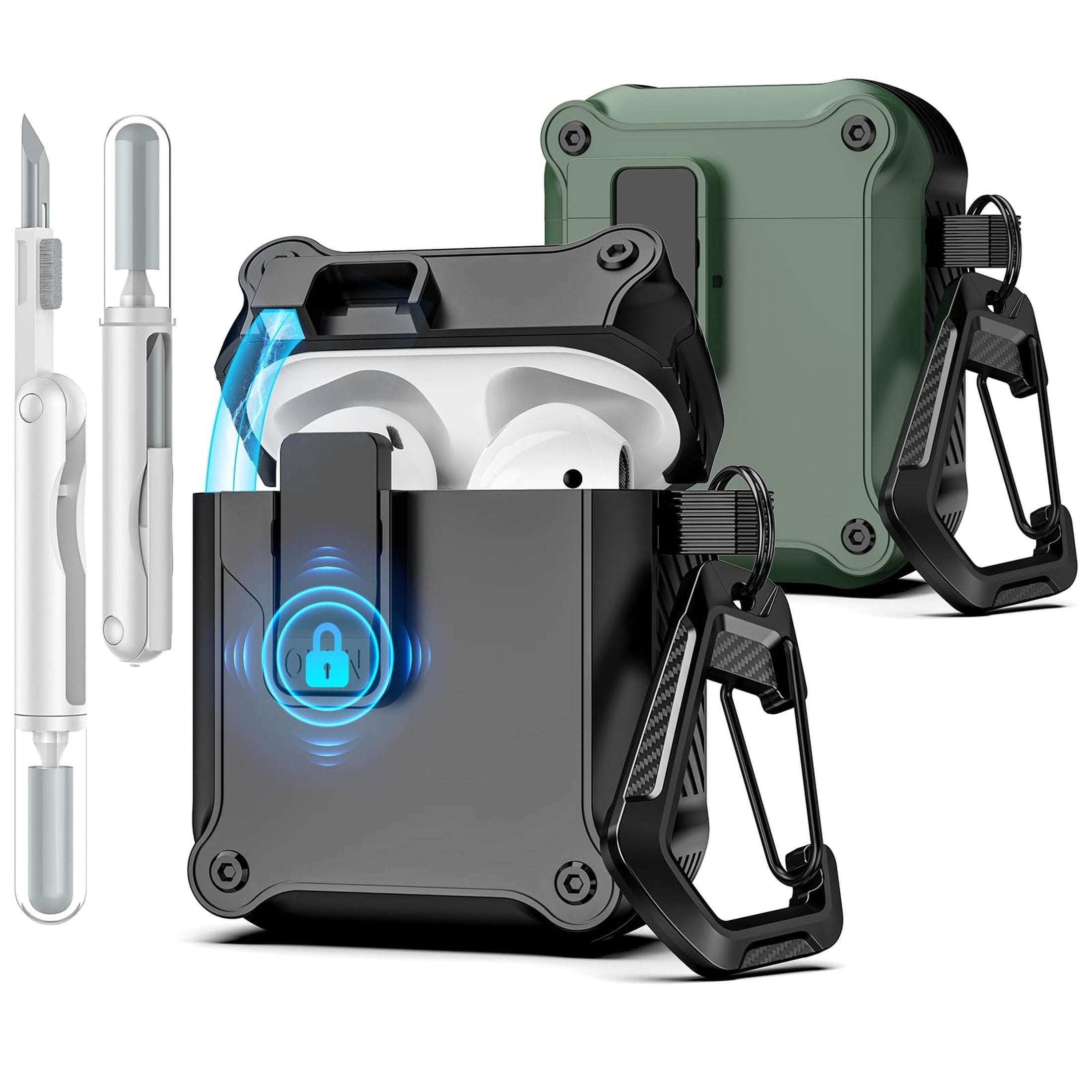 AirPods 2nd/1st Gen Case Cover with Cleaner Kit and Secure Snap Switch ...