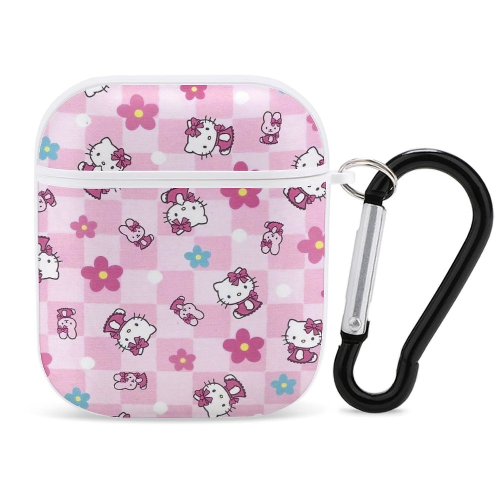 for AirPods 2nd & 1st Generation Case Cover,Plaid Flower Hello Kitty ...
