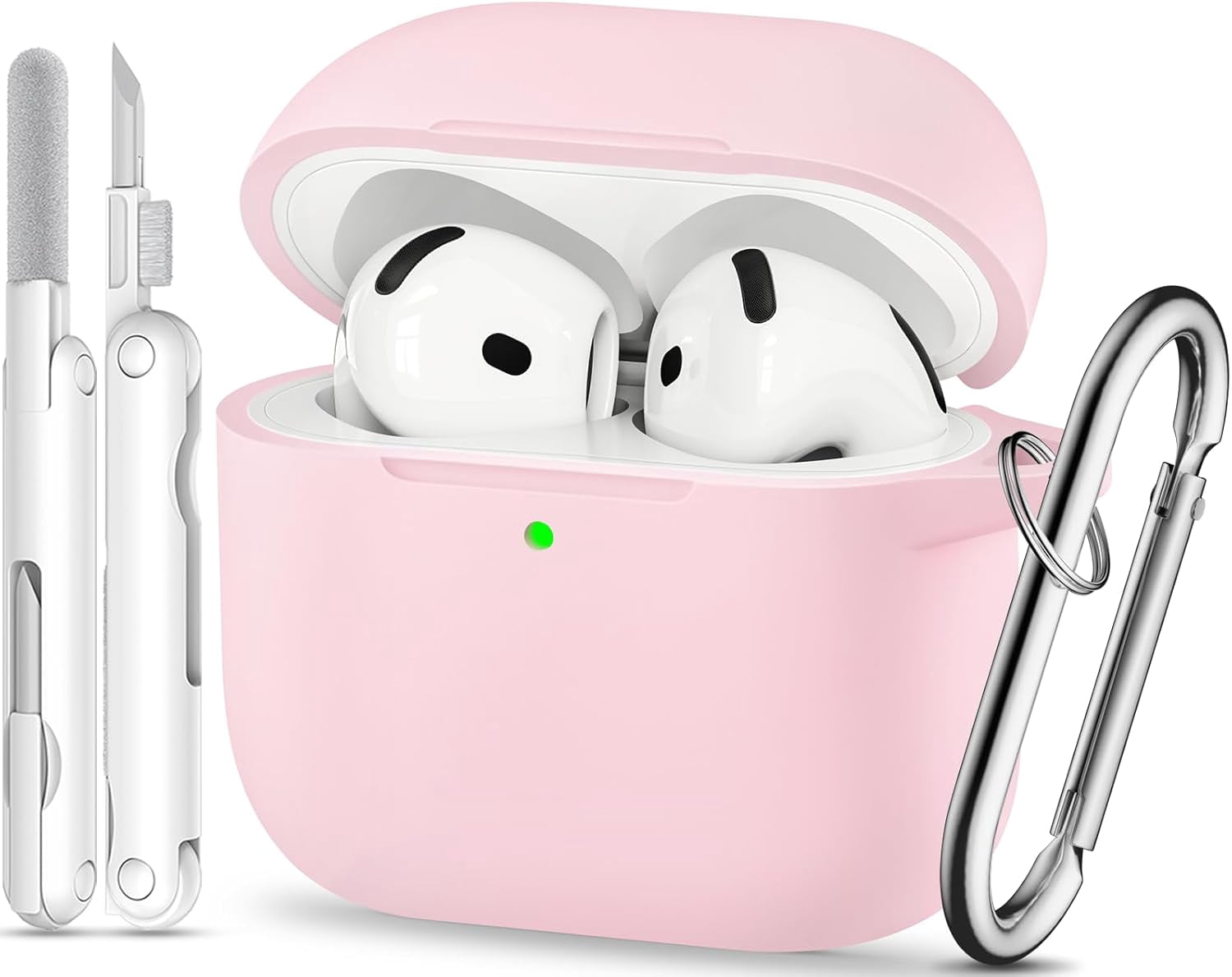 for AirPods 4 Case Pink with 3-in-1 Cleaner Kit & Keychain Skin-Soft ...