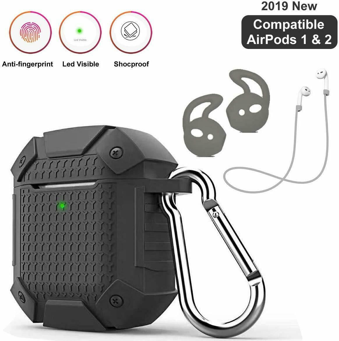 for AirPods Case, Silicone Rugged Armor Protective Cover with Keychain ...