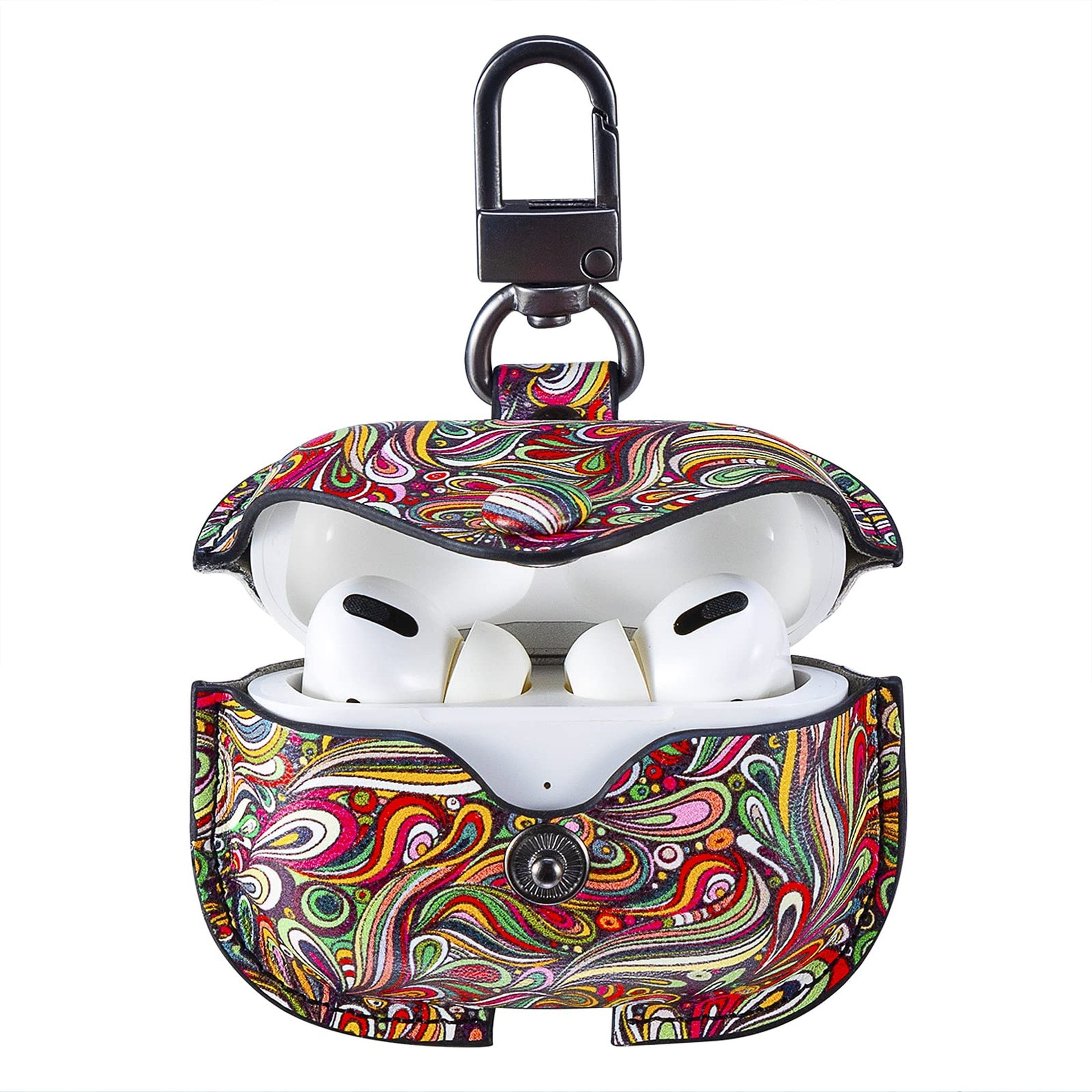 AirPods Pro 2 Genuine Leather Shockproof Case with Keychain Attachment ...