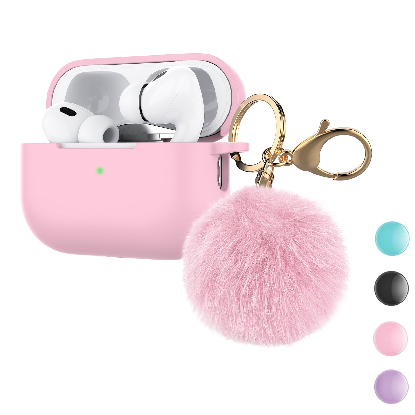 Njjex AirPods Pro 2nd Gen Silicone Case with Keychain, Fur Ball ...