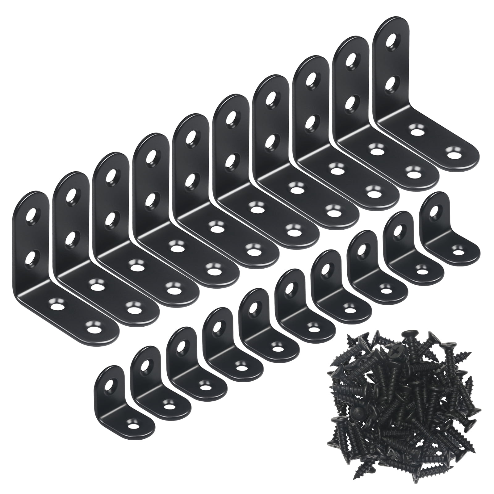 AirSMall 20 Sets Black Corner Brace,90 Degree Angle Stainless Steel ...