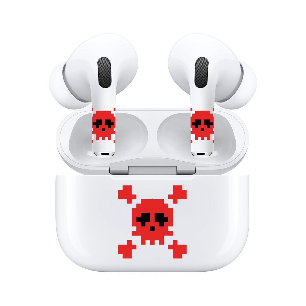 AirSkins Cool Skull Stickers for AirPods Pro & AirPods Pro 2 - Red ...