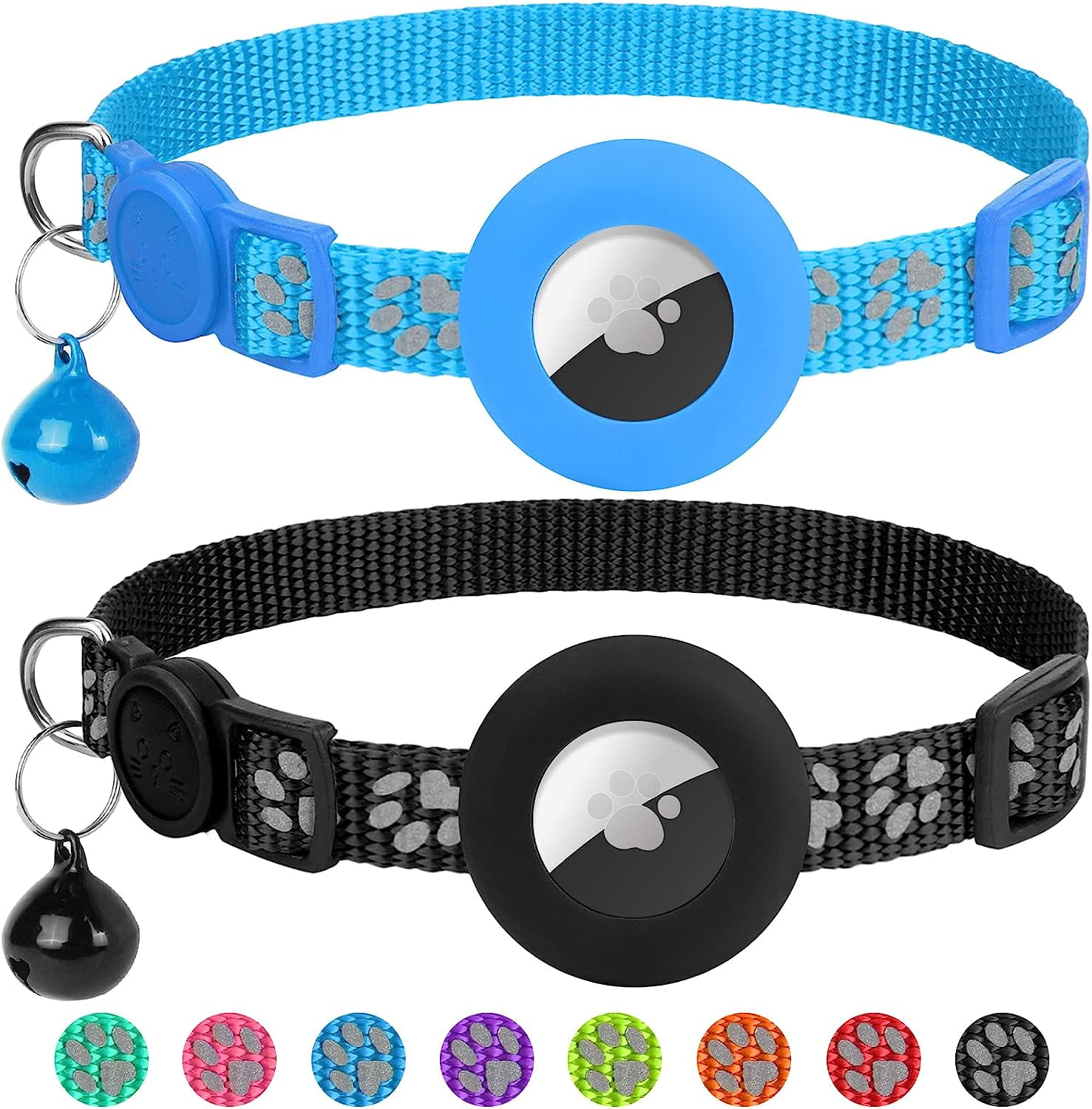 AirTag Cat Collar, 2 Pack Reflective Kitten Collar with Waterproof Air ...