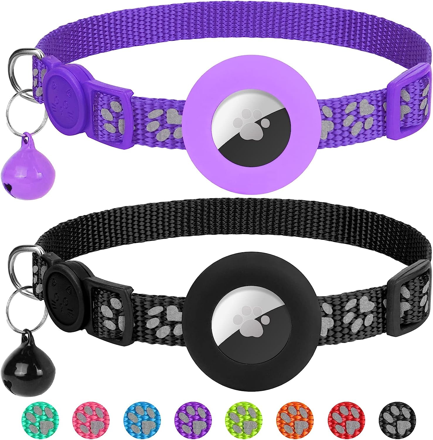 AirTag Cat Collar, 2 Pack Reflective Kitten Collar with Waterproof Air ...