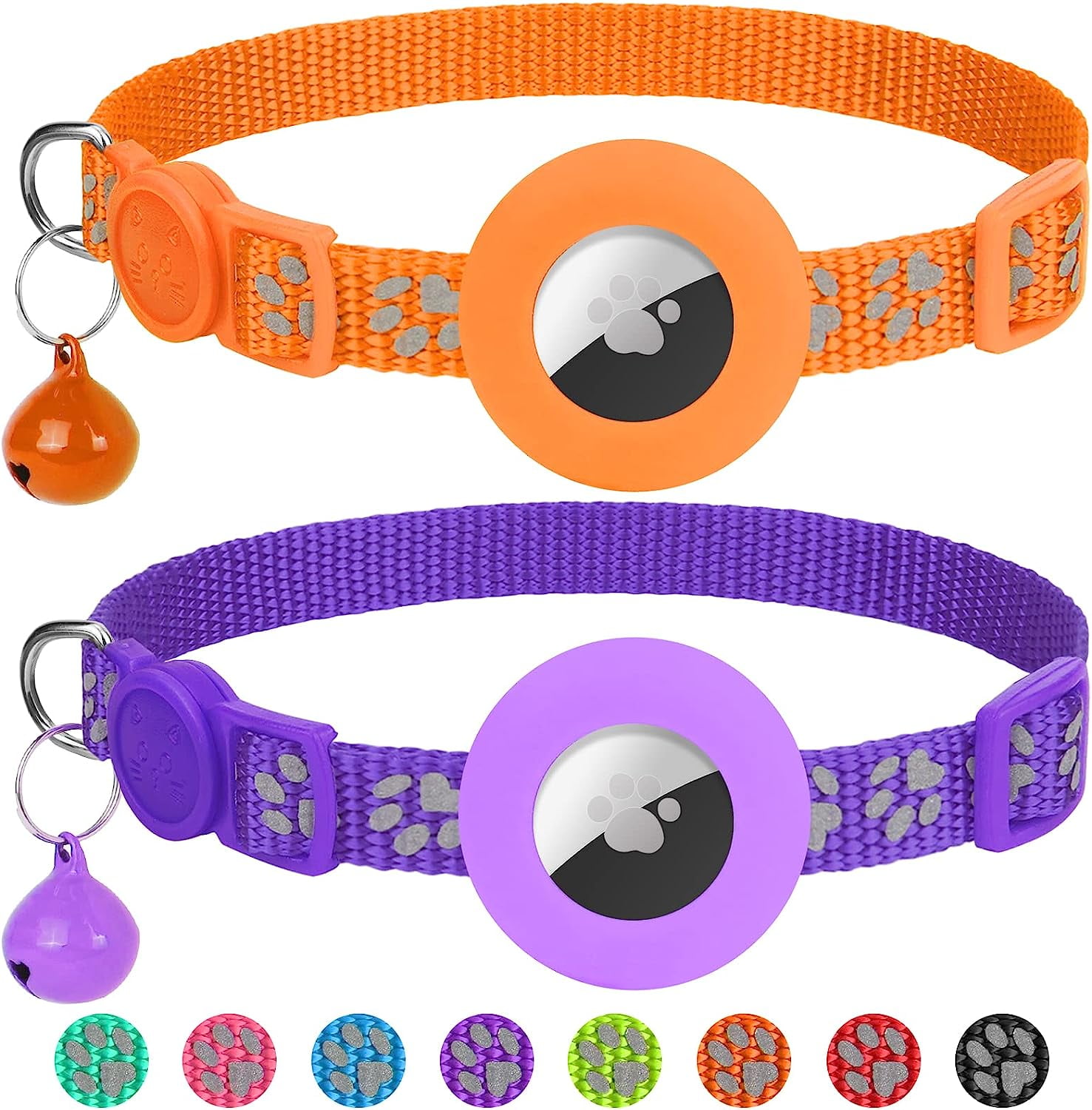 AirTag Cat Collar, 2 Pack Reflective Kitten Collar with Waterproof Air ...