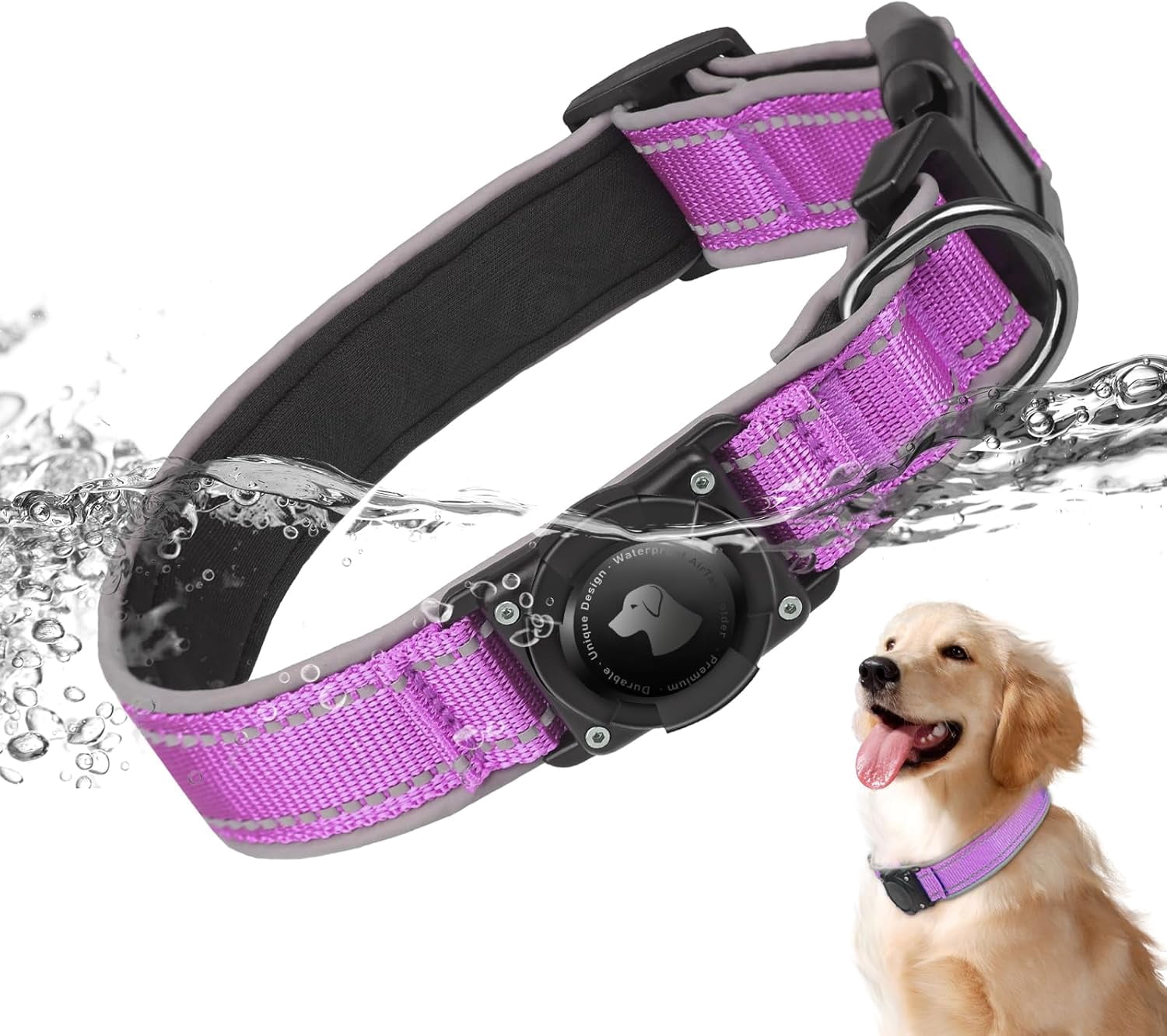 AirTag Dog Collar, IP68 Waterproof Air Tag Dog Collar Holder ...