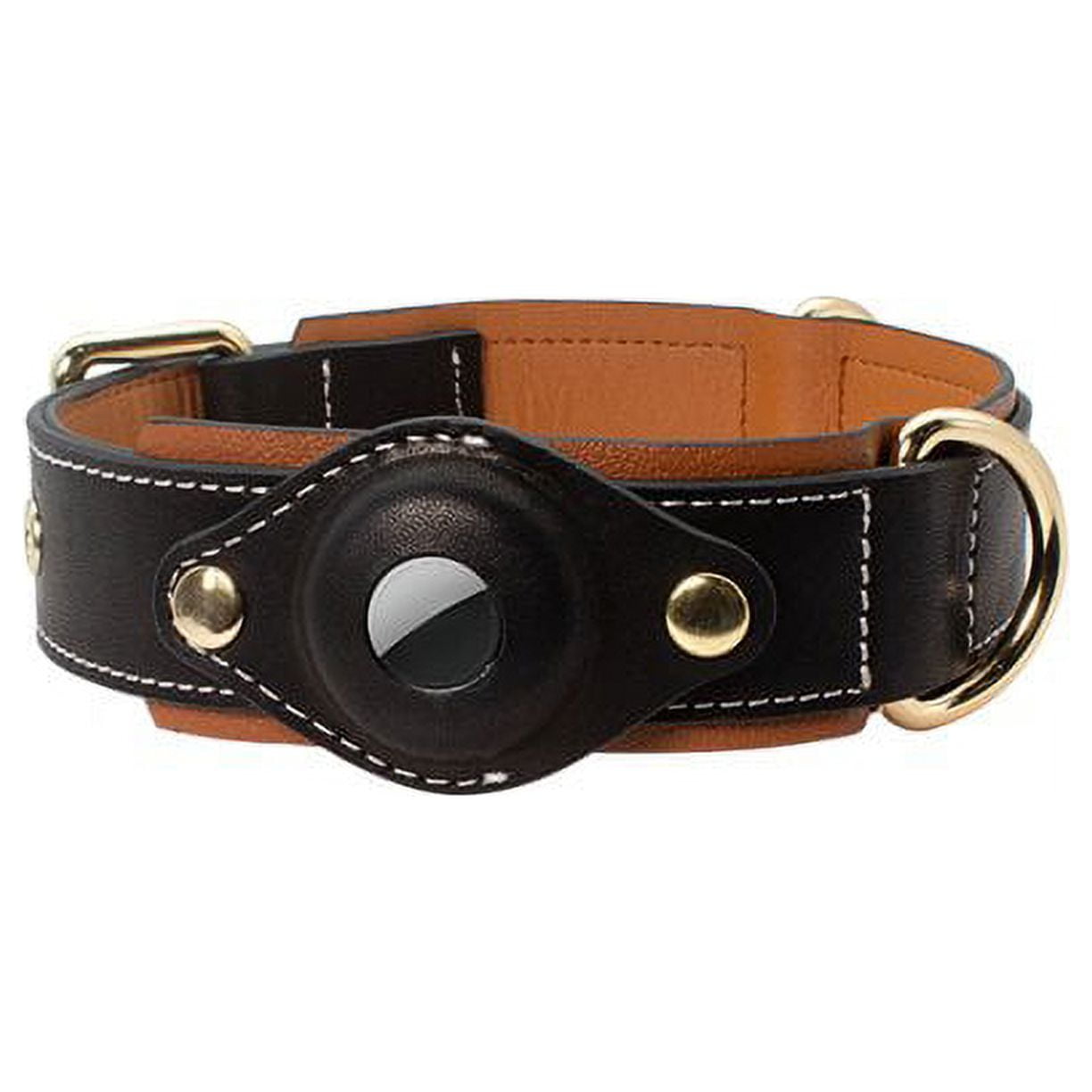 AirTag Leather Dog Collar for Large Dogs Adjustable Soft Leather Collar ...