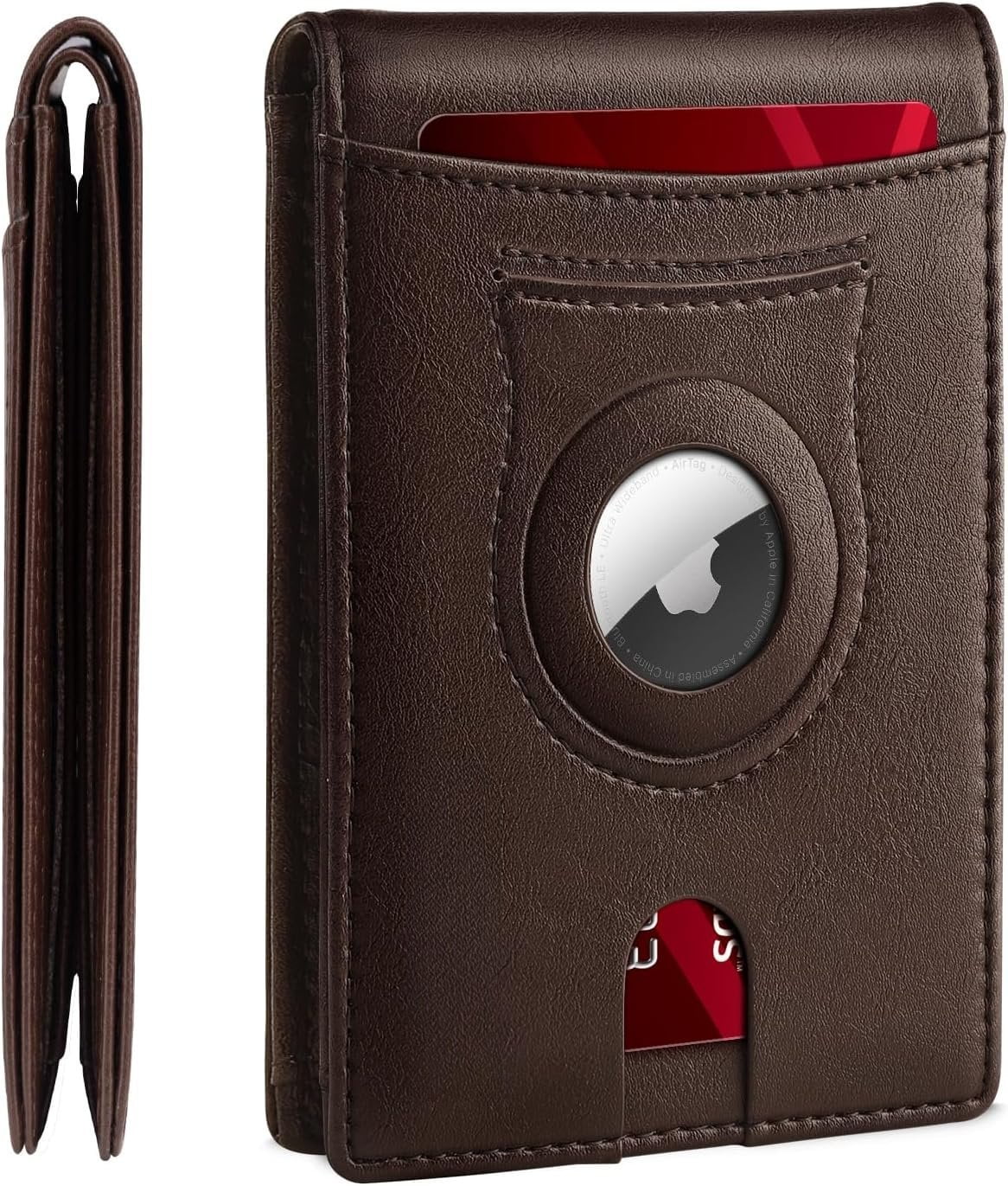 AirTag-Wallet-Mens-Slim- Blocking Wallets Leather with Bill Compartment ...