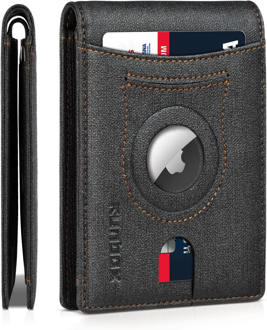 AirTag-Wallet-Mens-Slim-RFID Blocking Wallets Leather with Bill ...