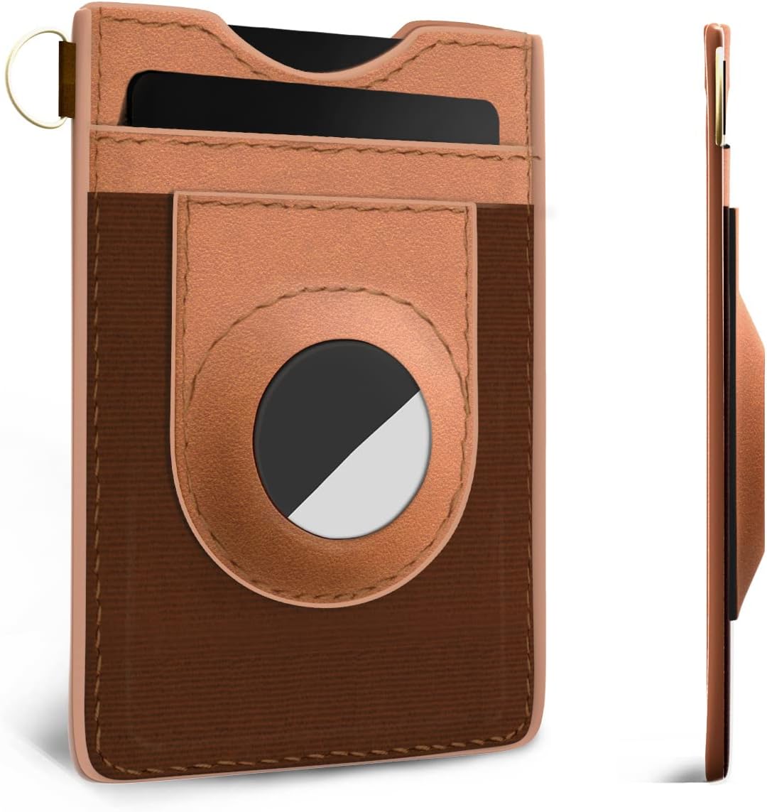 AirTag Wallet for Men, Slim Minimalist Elastic Genuine Leather Vertical ...