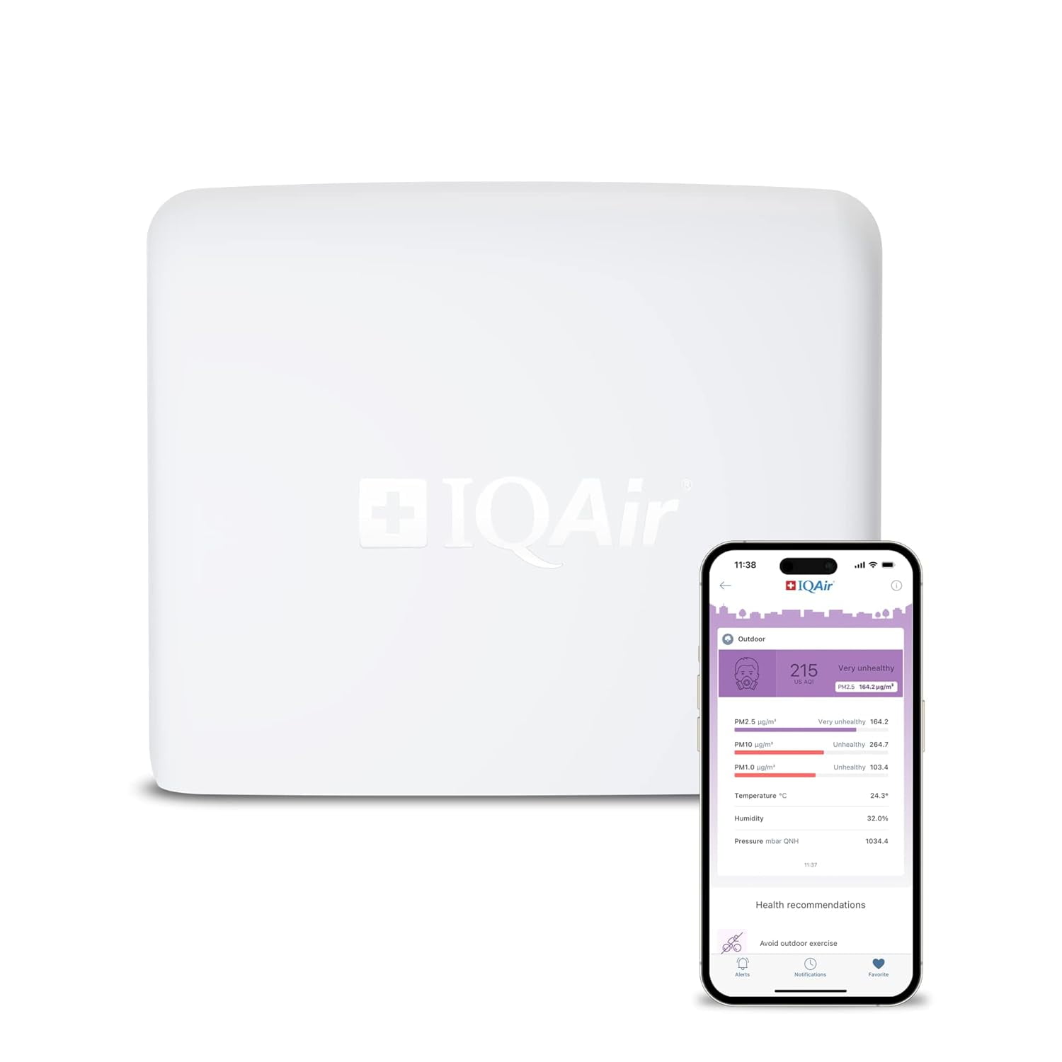 AirVisual Outdoor Quality Monitor, Measures PM1, PM2.5, PM10, CO2, Temp ...