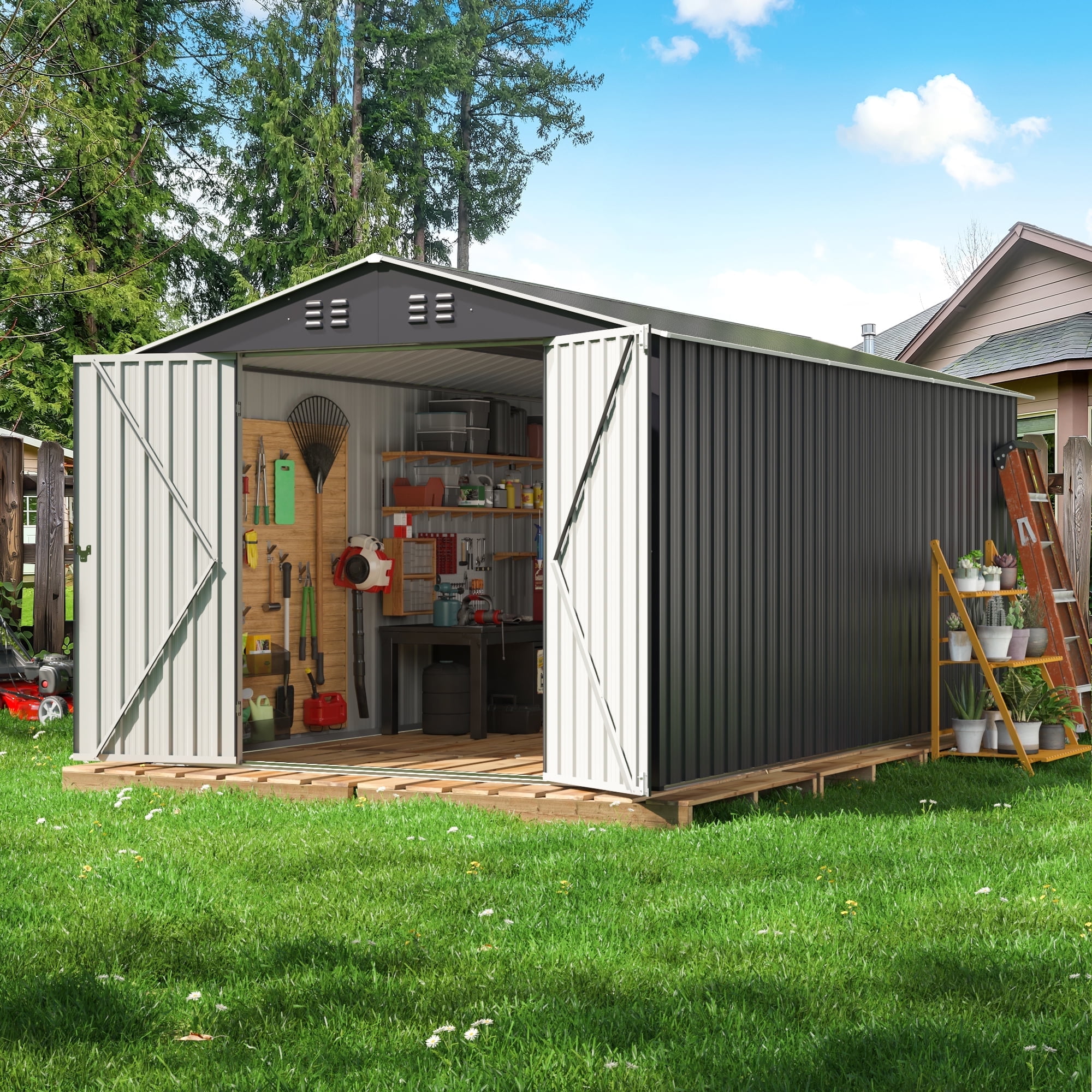 Handy Home Products Rookwood 10 ft. x 18 ft. Wood Storage Shed - Easy ...