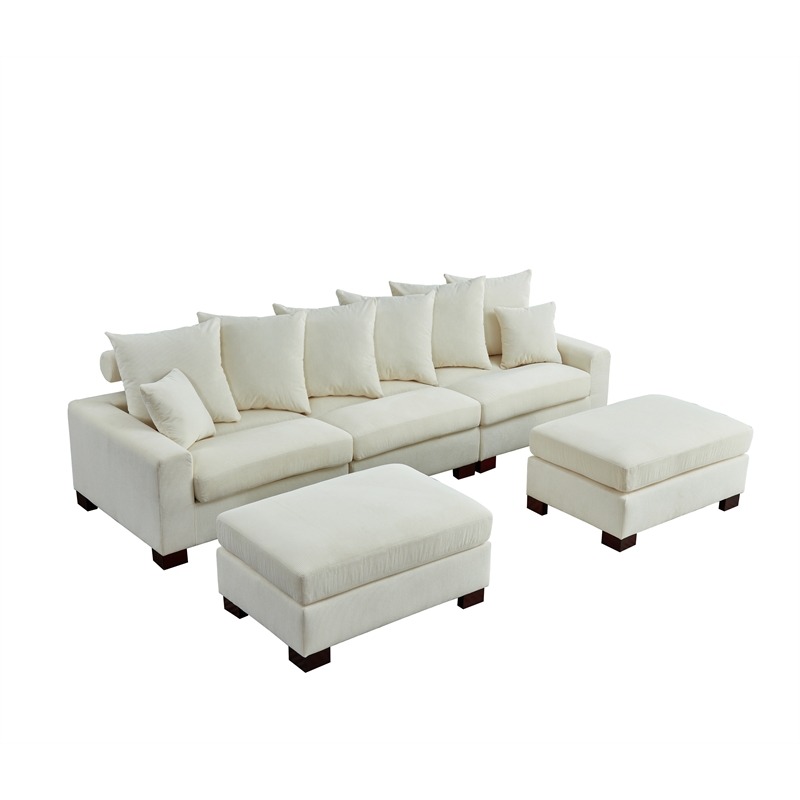 Aira Corduroy Fabric 5 - Piece Sectional in Beige - Walmart.com