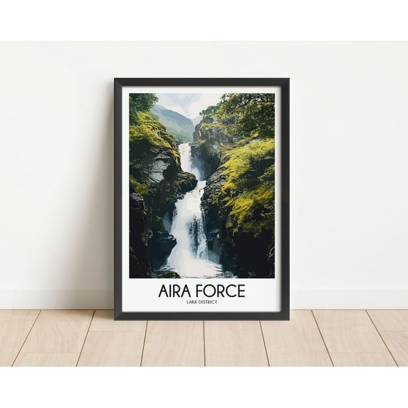 Aira Force Poster Lake District Scenic Waterfall Wall Art, Stretched Canvas Size 12x18 - Walmart.com