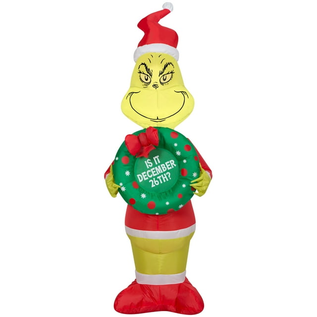 Gemmy Airblown Grinch with Wreath Inflatable - Outdoor Christmas ...