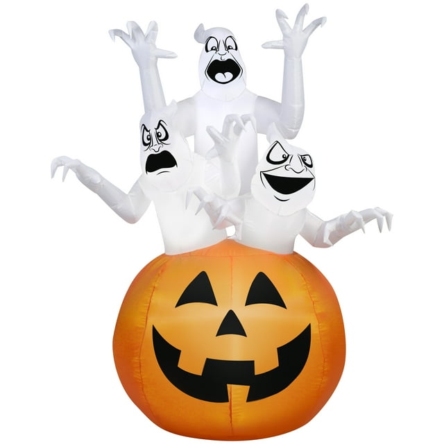 Airblown Inflatable Outdoor Ghost Trio Emerging from Pumpkin Halloween ...