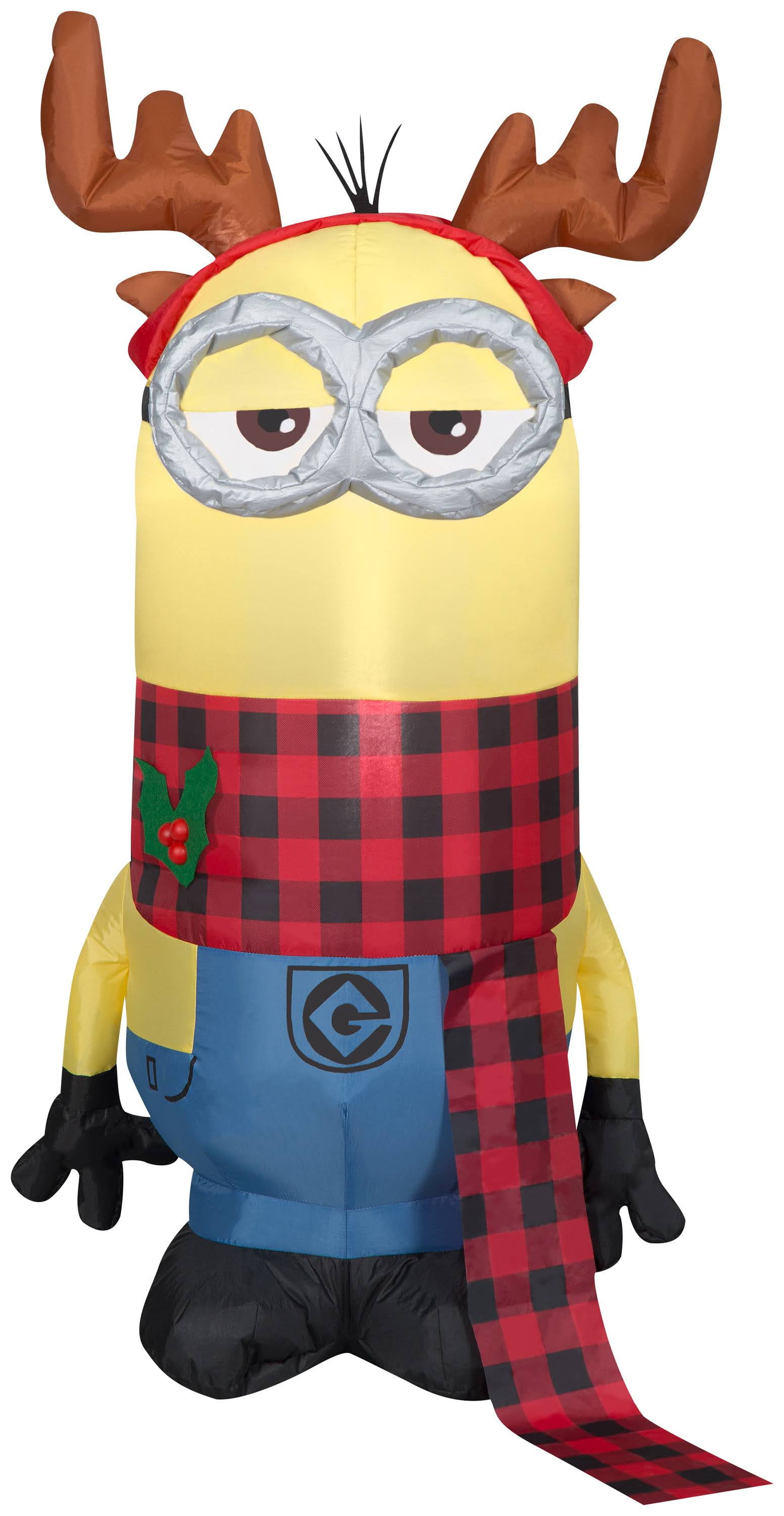 Airblown Inflatable Minion Kevin with Antlers and Plaid Scarf - Outdoor ...