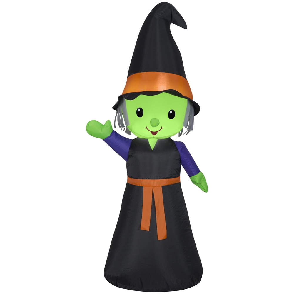 Airblown Inflatables Halloween Witch Decoration, 4FT Tall, LED Lights ...