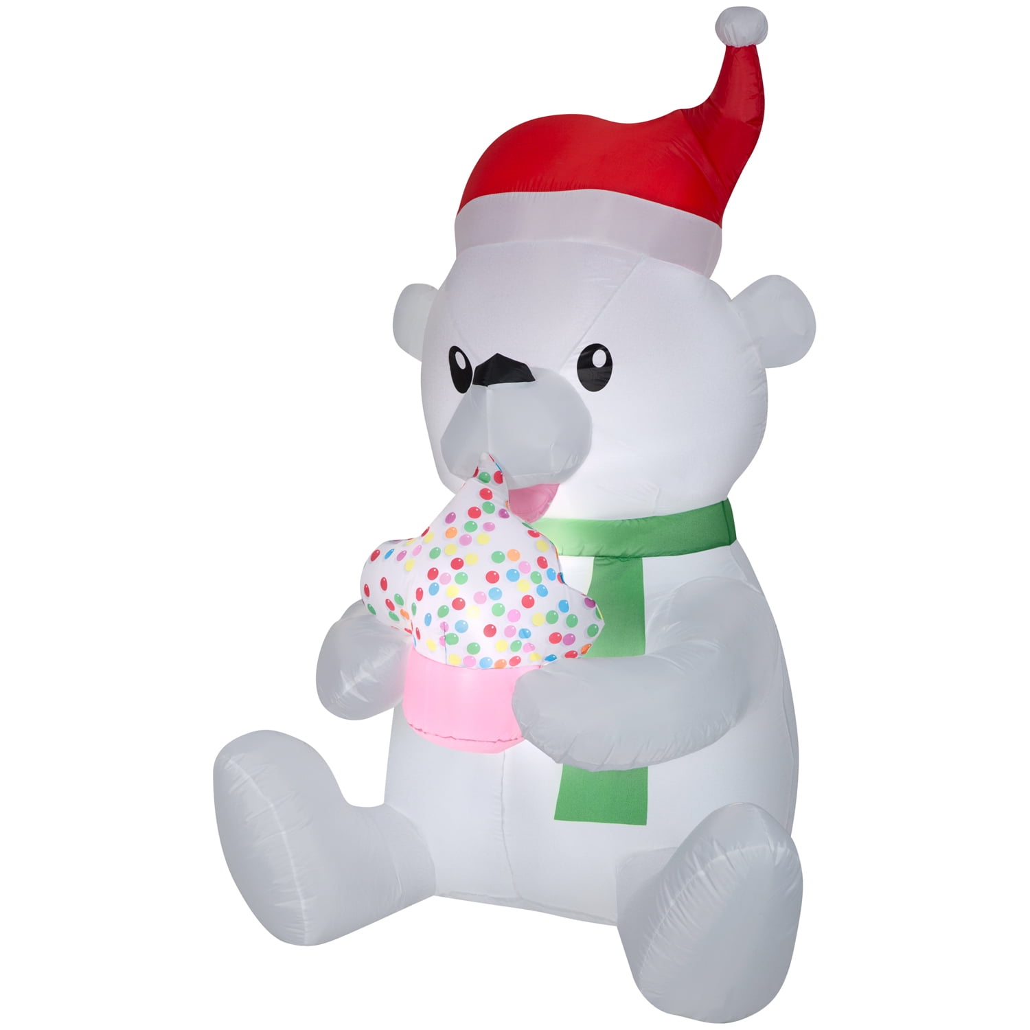 Airblown Inflatables Giant Animated Polar Bear With Cupcake, Christmas ...