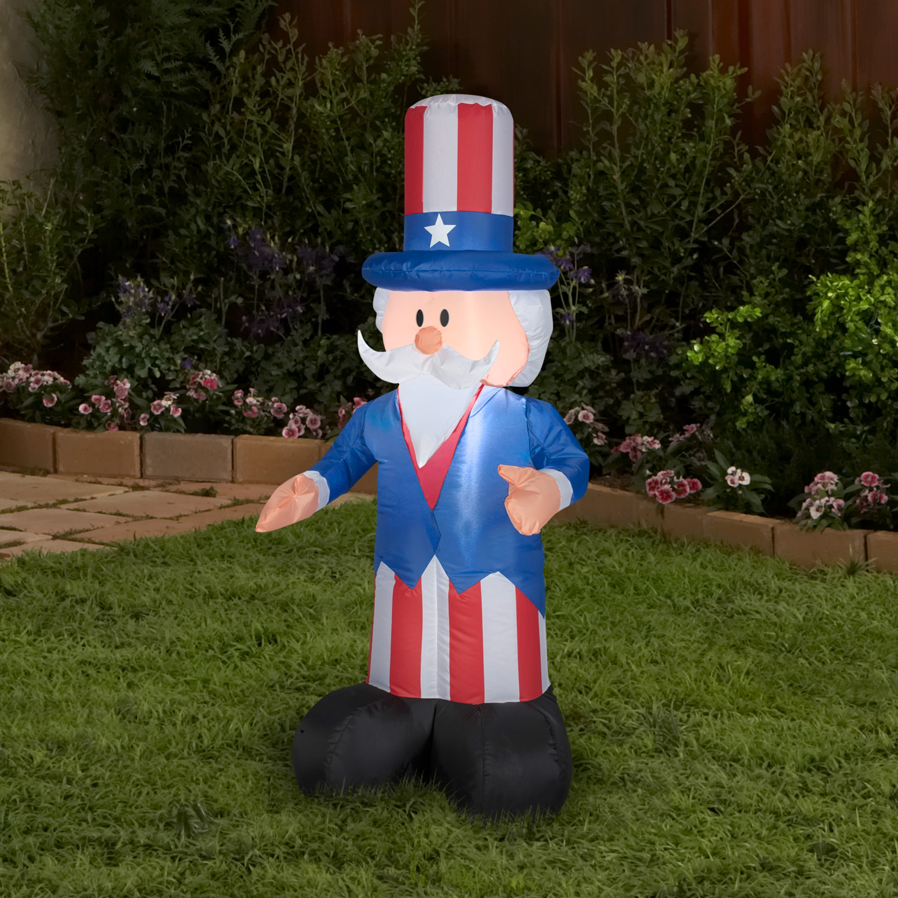 Gemmy Patriotic Light-Up Uncle Sam Inflatable 3' Outdoor Decoration for ...