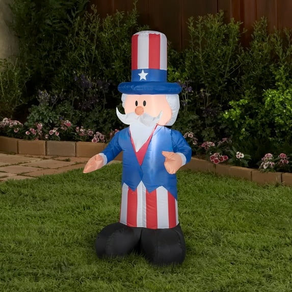 Gemmy Patriotic Light-Up Uncle Sam Inflatable 3' Outdoor Decoration for ...