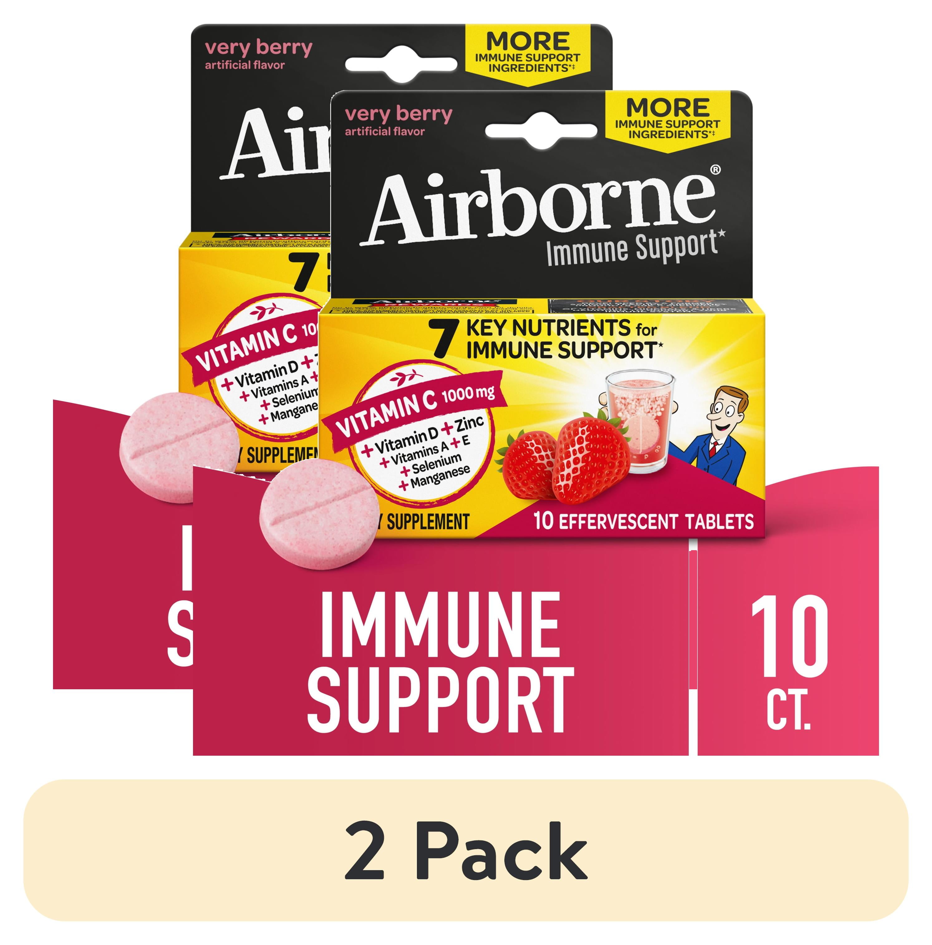 (2 pack) Airborne 1000mg Vitamin C Immune Support Multivitamin ...