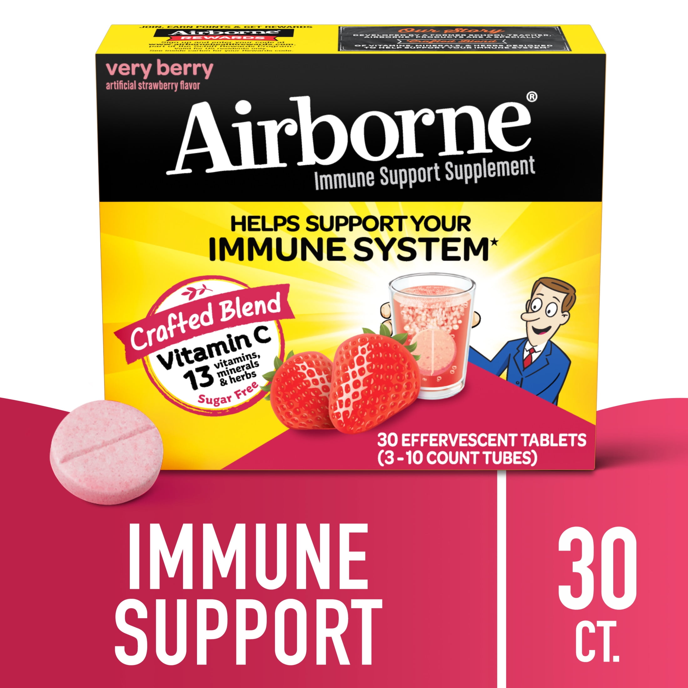 Airborne 1000mg Vitamin C Immune Support Multivitamin Effervescent ...