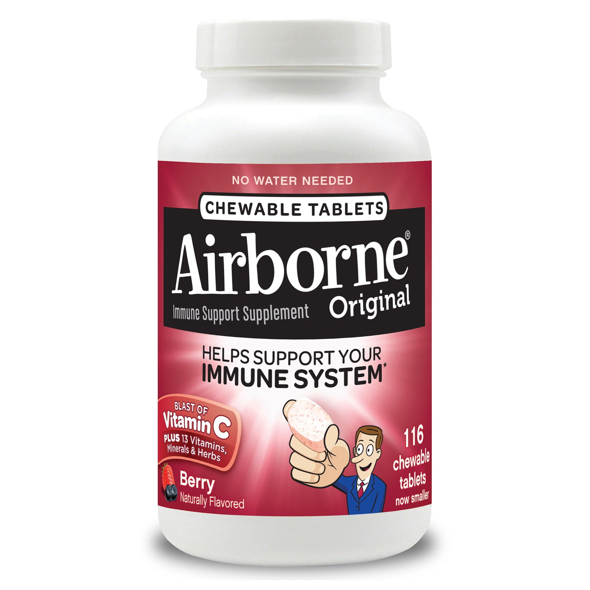 Airborne Berry Chewable Tablets, 1000mg Vitamin C Immune Support ...