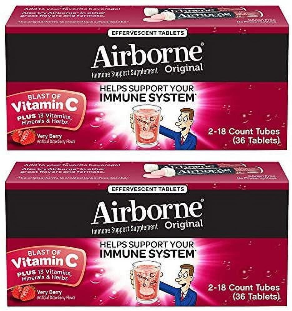 Airborne Effervescent Immune Support Supplement Very Berry 36 Tablets ...