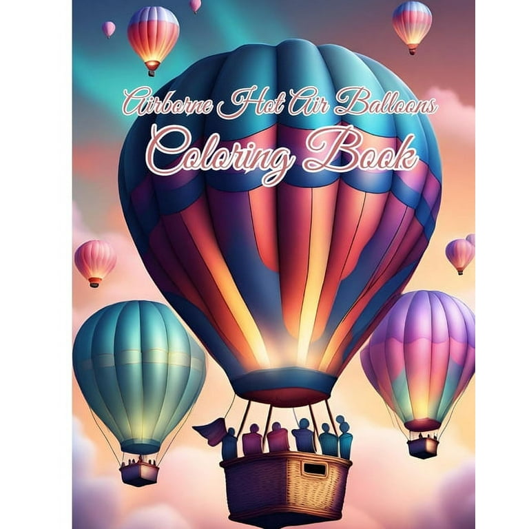stress relief coloring book hot air balloon