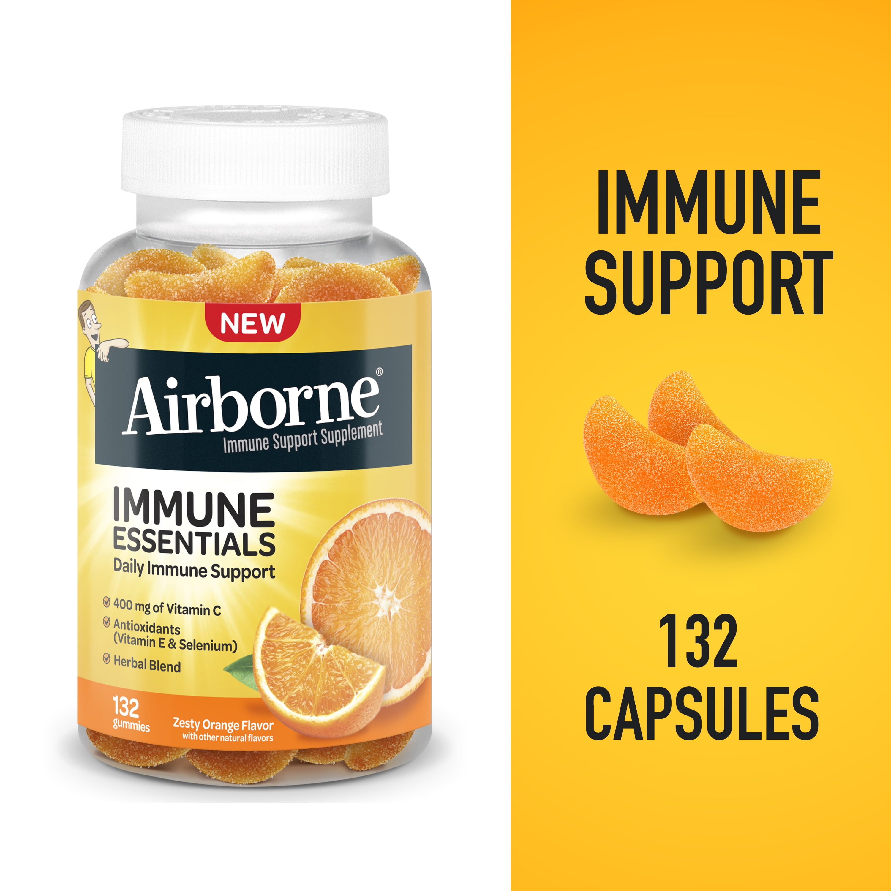 Airborne Immune Essentials, Vitamin C Immune Support Gummies, Orange ...