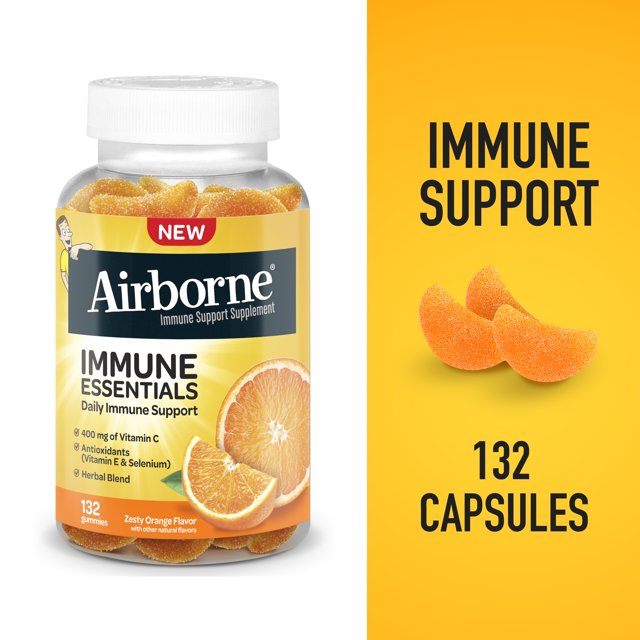 Airborne Immune Essentials, Vitamin C Immune Support Gummies, Orange Flavor, 132 Count - Walmart.com