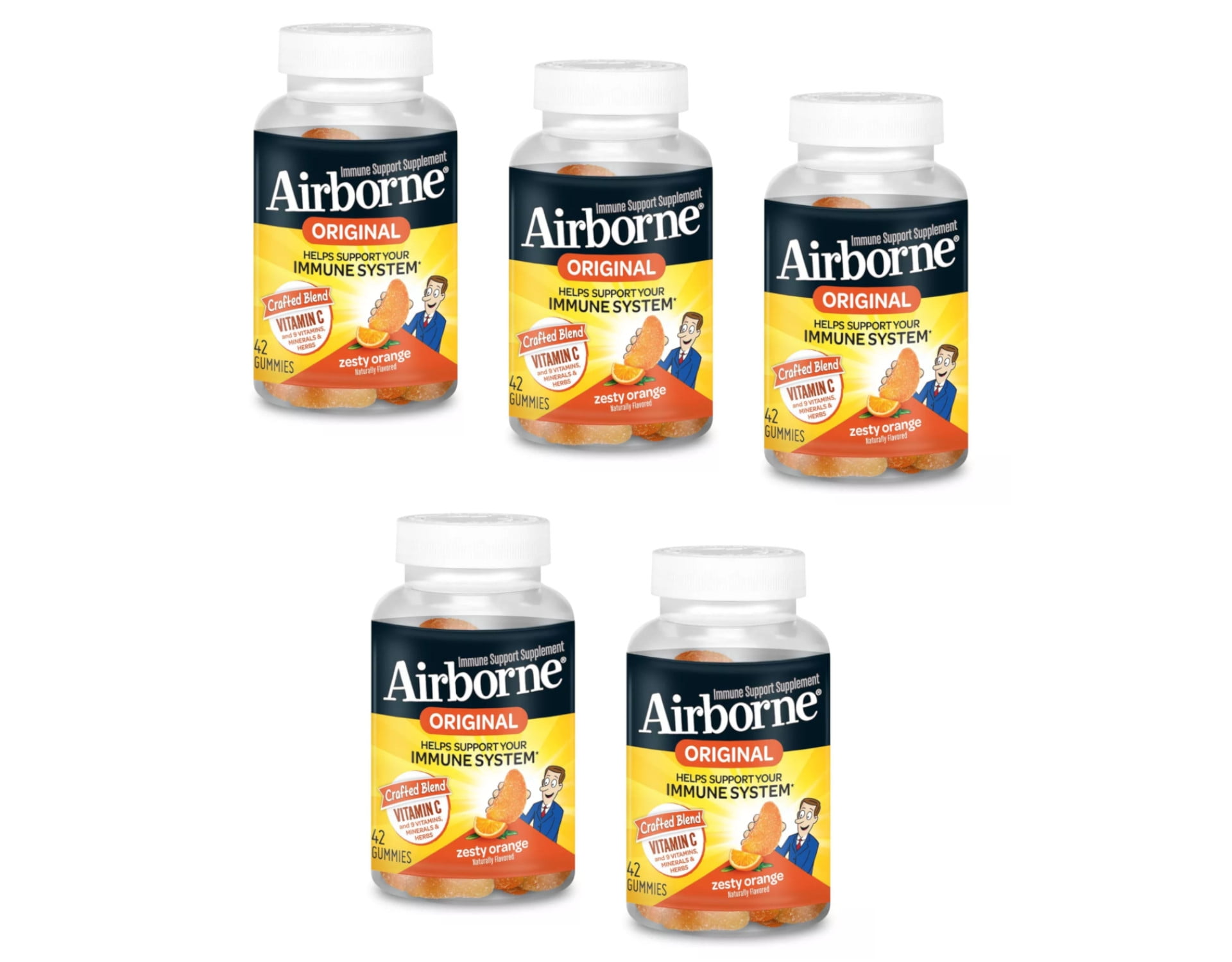 Airborne Immune Support Supplement Zesty Orange Gummies, 42 Count ...