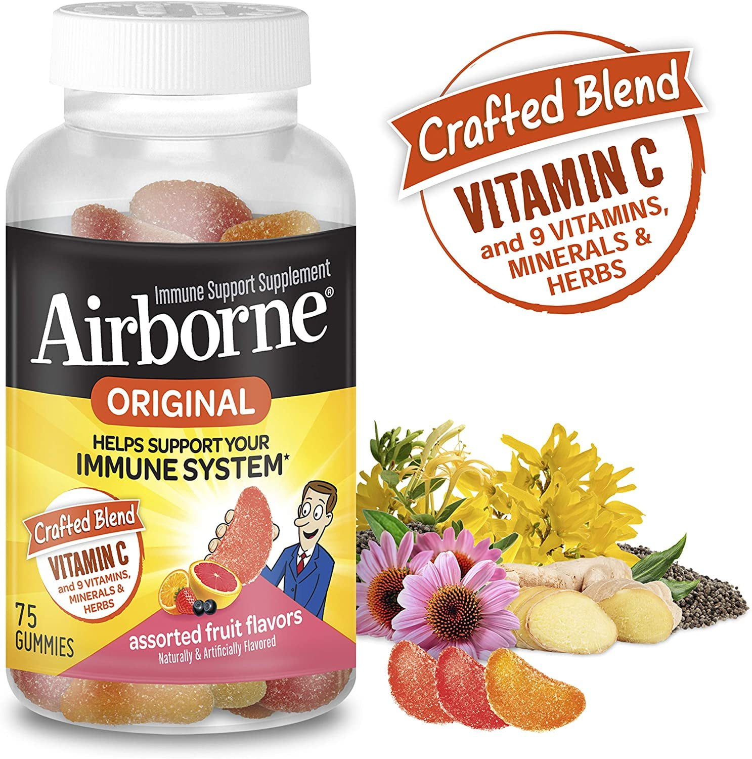 Airborne Original Immune Support Supplement Gummies Assorted Fruit ...