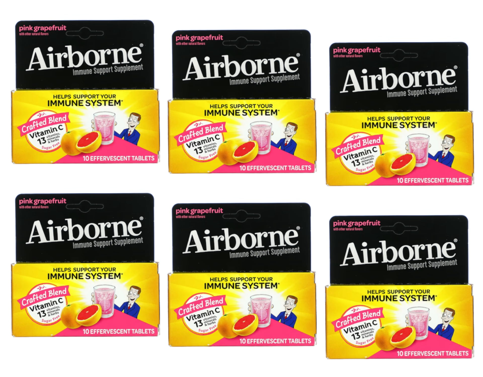 Airborne Pink Grapefruit Effervescent Tablets, 10 count - 1000mg of ...