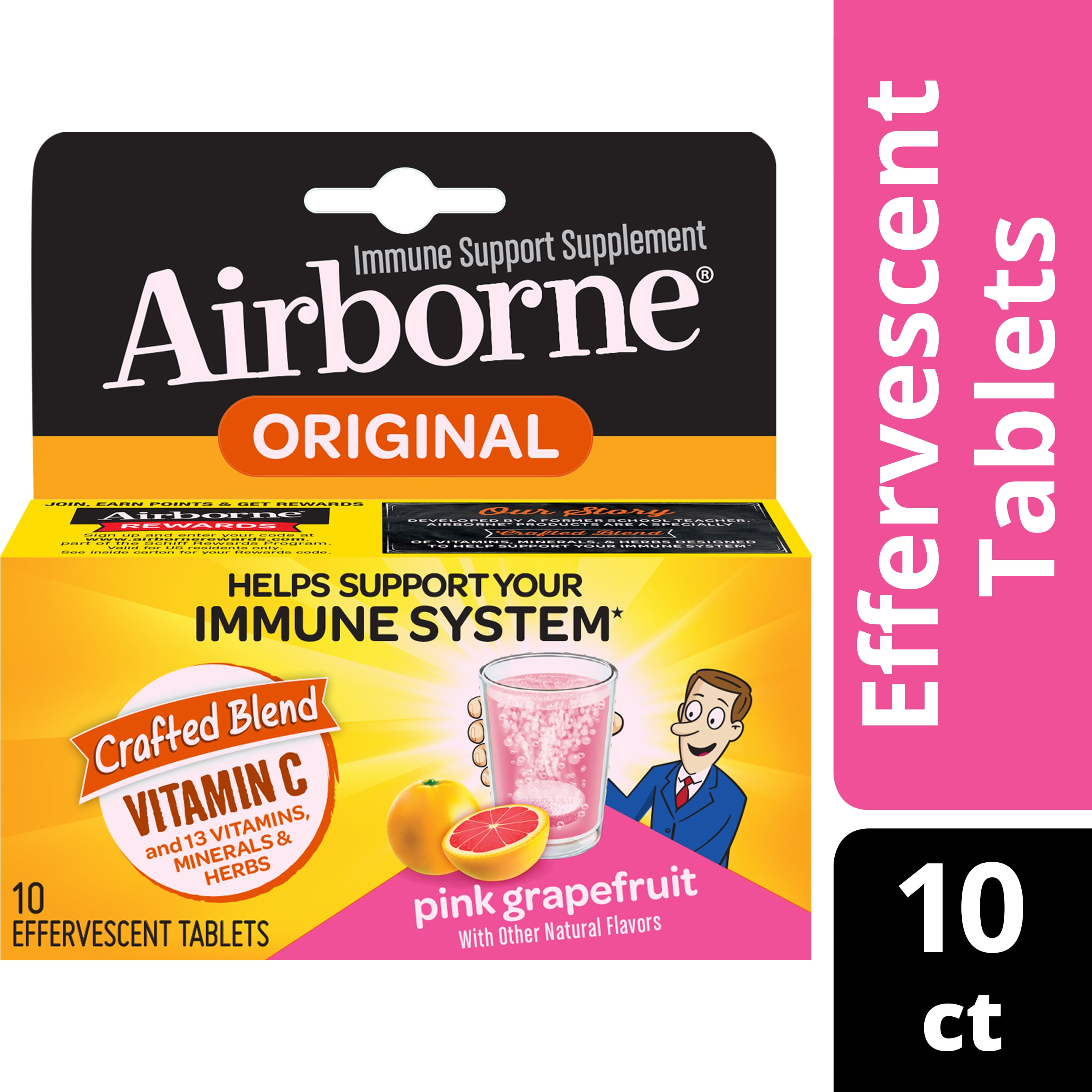 Airborne Immune Support System Vitamin C Effervescent Tablets, Pink ...
