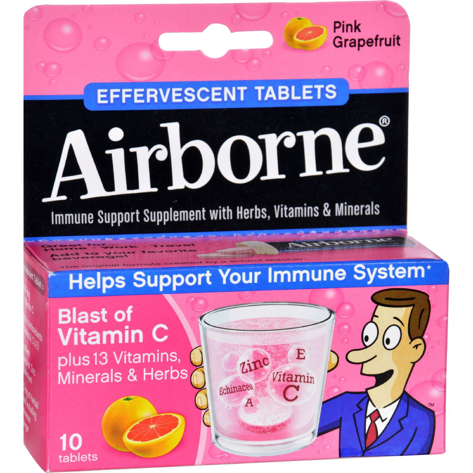 Airborne Immune Support System Vitamin C Effervescent Tablets, Pink ...